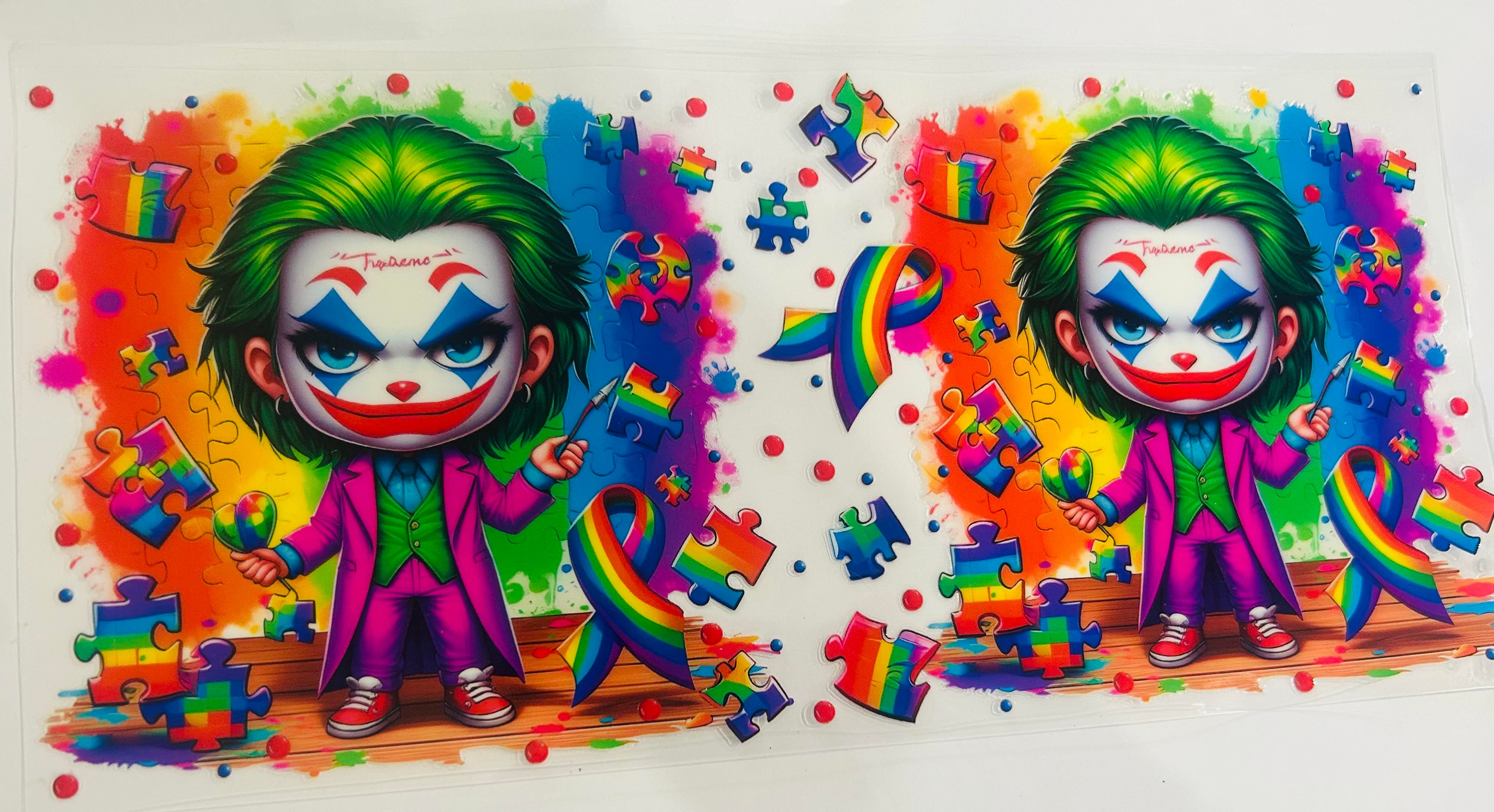 16oz UV DTF Wrap Joker Theme Rainbow Joker | Fusion Prints